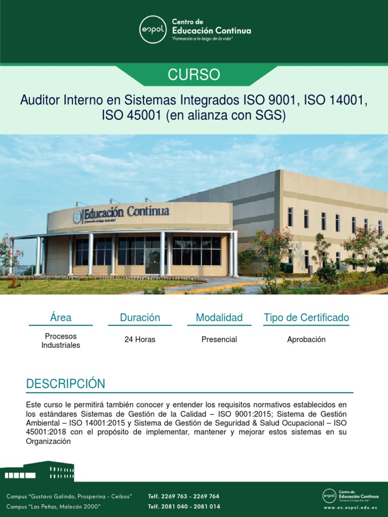 Auditor Interno en Sistemas Integrados ISO 9001, IsO 14001, IsO 45001 (En Alianza Con SGS) | PDF ...