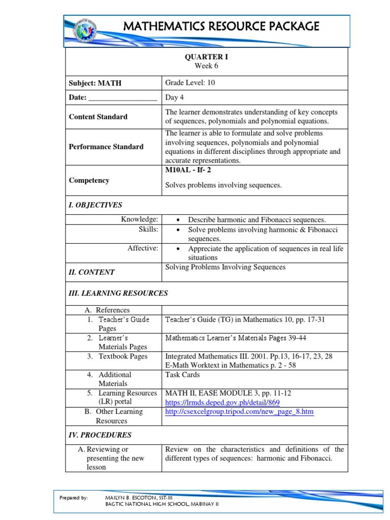 Mathematics Resource Package: Quarter I | PDF | Differentiated ...