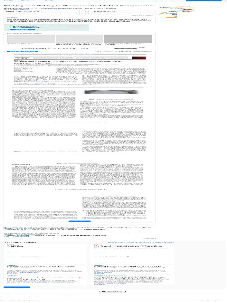 Sticking and Picking in Pharmaceutical Tablet Compression | PDF ...