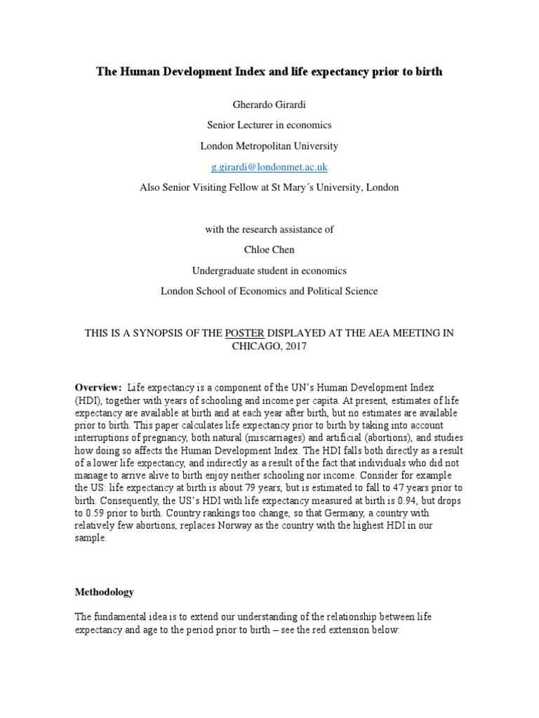 Life Expectancy and HDI | PDF | Miscarriage | Human Development Index