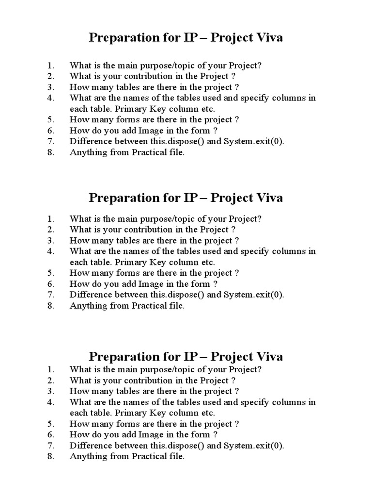 Preparation For IP - Project Viva | PDF | Computers