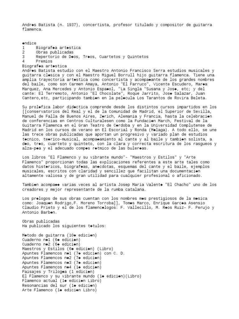Andres Batista | PDF | Las artes escénicas | Música del sur de Europa