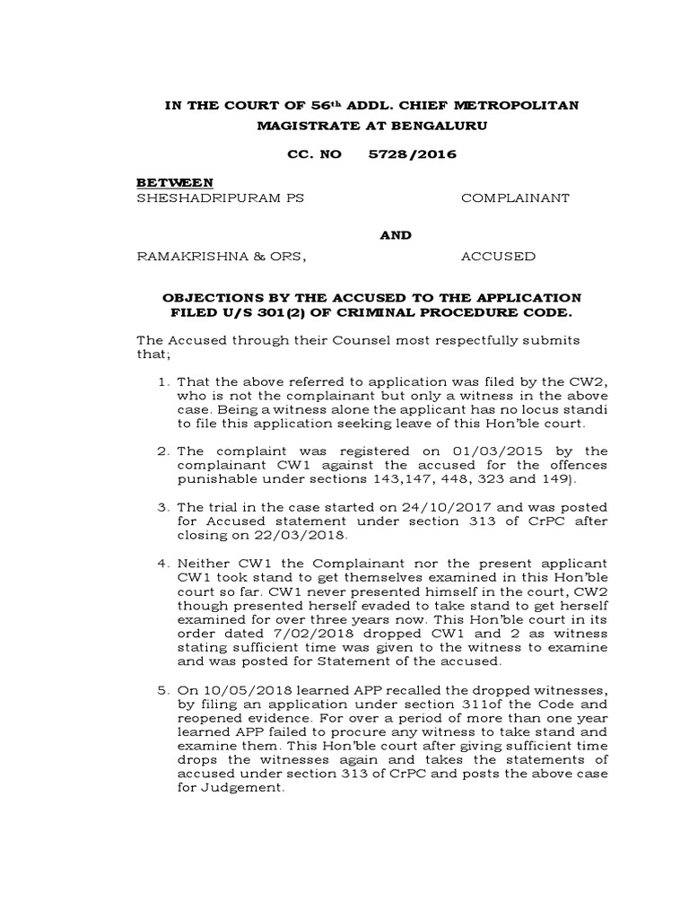 Objections Against Section 301 (2) of CRPC | PDF | Separation Of Powers ...