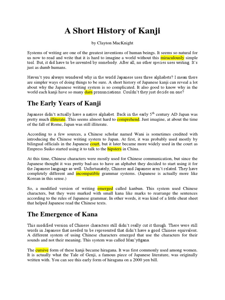 A Short History of Kanji | PDF | Kanji | Japanese Language