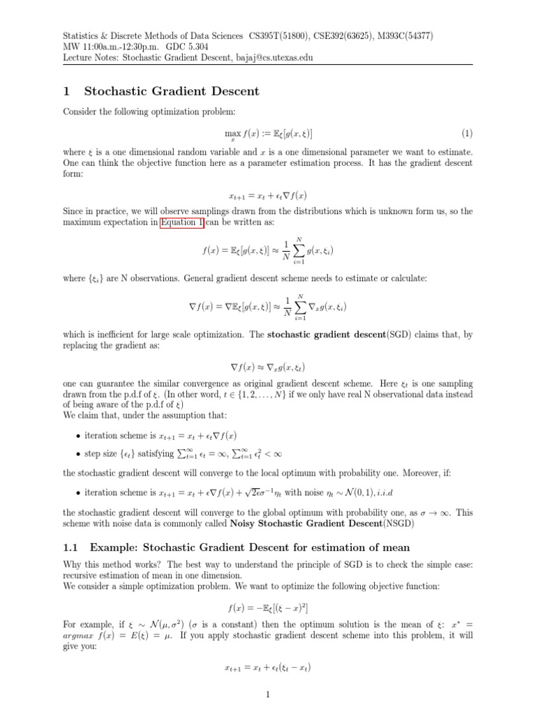 Lecture Note SGD | PDF | Mathematical Optimization | Probability ...