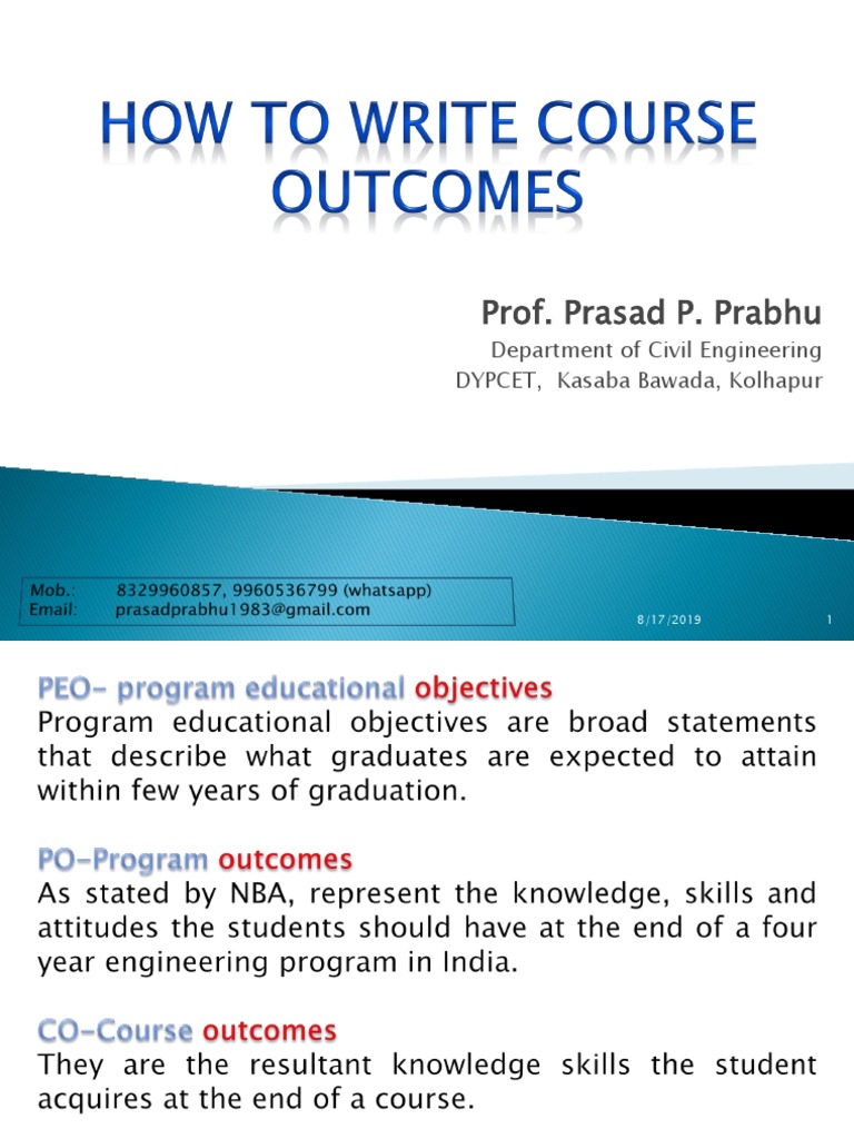 How To Write Course Outcomes | PDF
