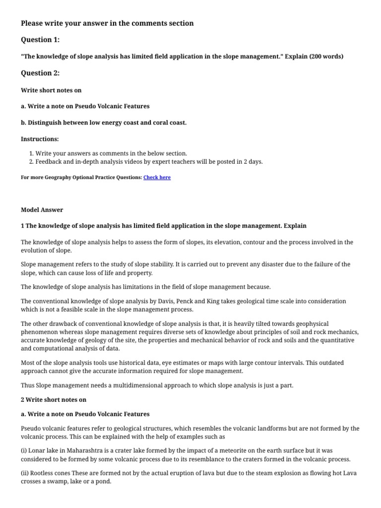 Geography Answer Writing Challenge Question Set 8 - NeoStencil | PDF ...