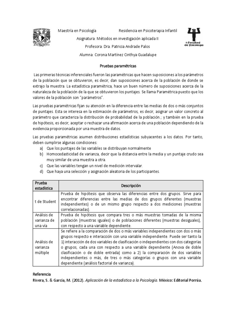 Pruebas Paramétricas | PDF | Muestreo (Estadísticas) | Prueba de ...