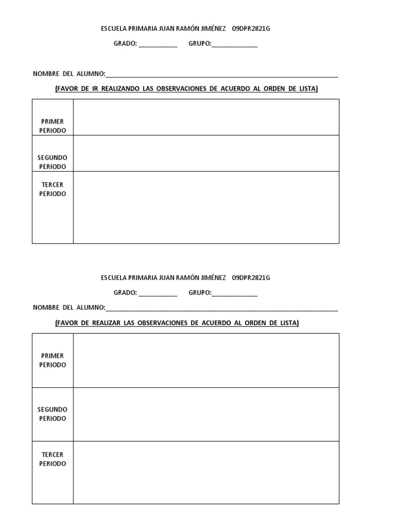 Hoja para Observaciones Generales | PDF | Aprendizaje