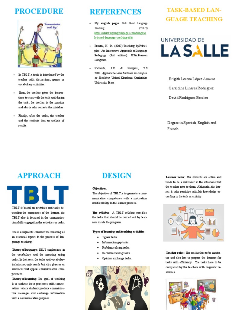 BROCHURE Task-Based Language Teaching | PDF | Vocabulary | Learning