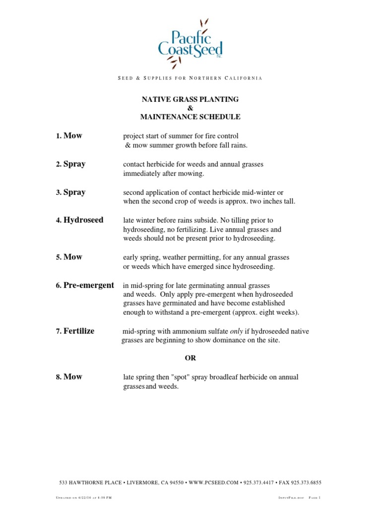 Native Grass Planting Guide for CA | PDF | Home & Garden