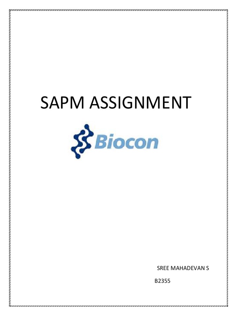 Sapm Assignment: Sree Mahadevan S B2355 | PDF | Leverage (Finance) | Pharmaceutical Industry