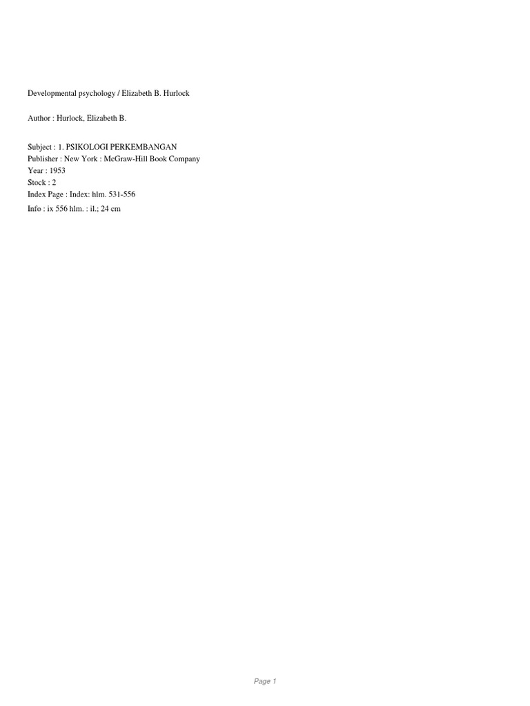 Hurlock's Developmental Psychology Guide | PDF
