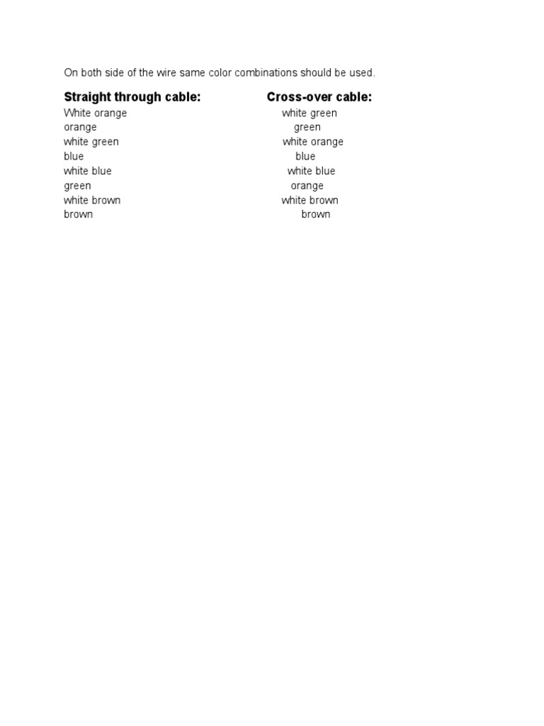 Cable Color Coding Guide | PDF