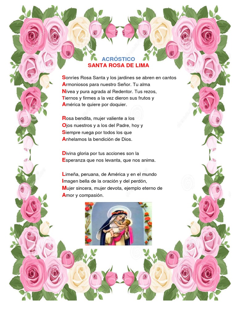 Acrostico Santa Rosa de Lima