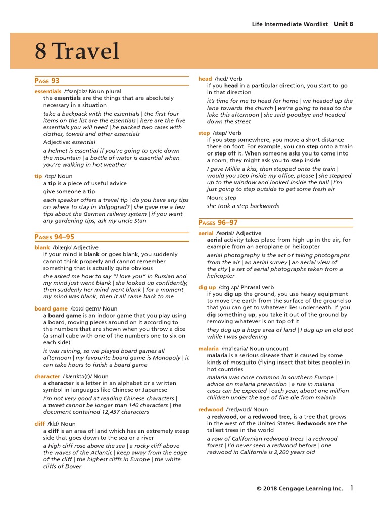 Life Intermediate Wordlist Unit 8 | PDF | Baggage | Home Appliance