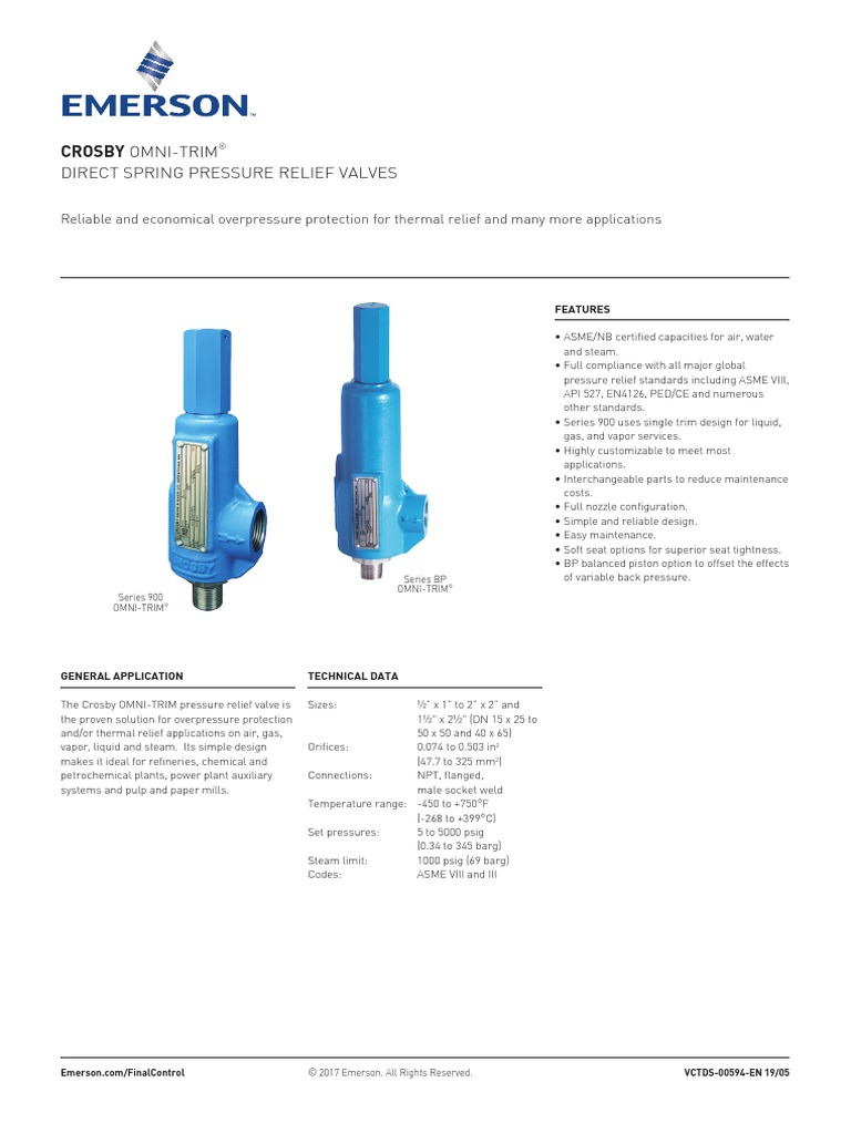 Crosby 95 PSV Data Sheet | PDF