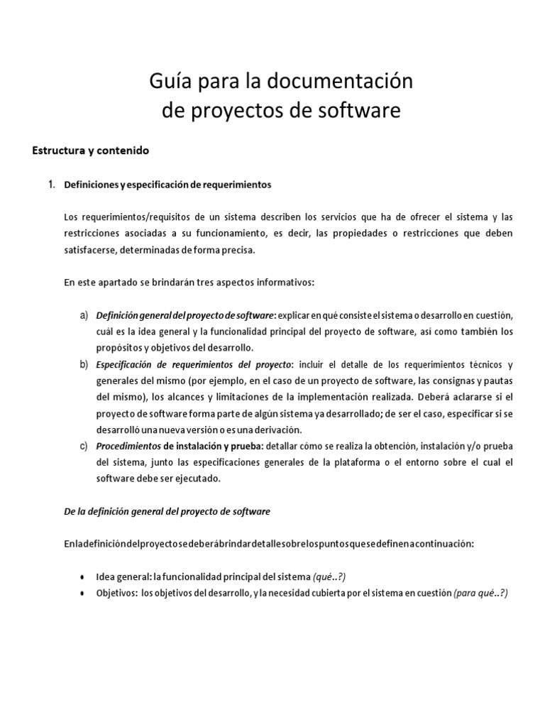 Guia para La Documentación de Proyectos | PDF | Ingeniería de software ...