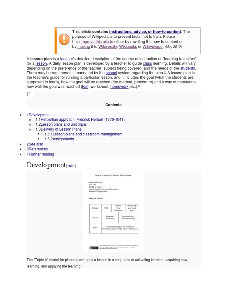 Lesson Plan Wikipedia | PDF | Lesson Plan | Pedagogy