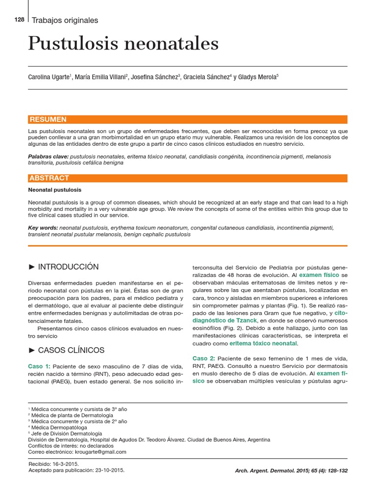 Pustulosis Neonatal | PDF | Cuidado de la salud | Biología