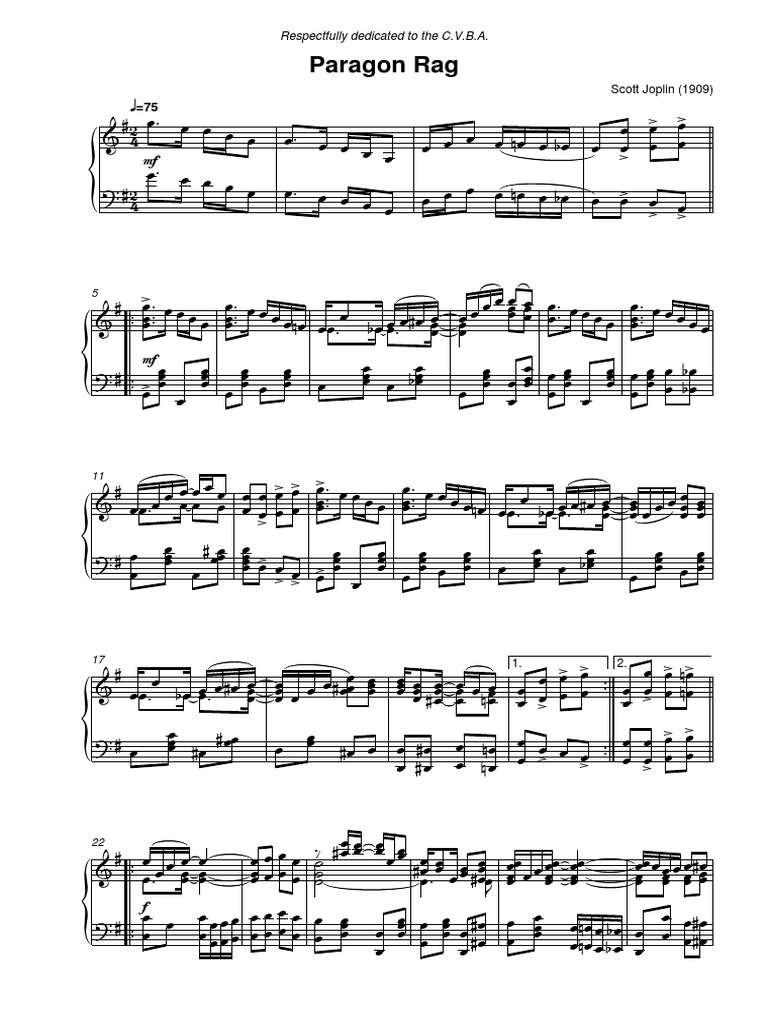 Paragon Rag: Respectfully Dedicated To The C.V.B.A | PDF