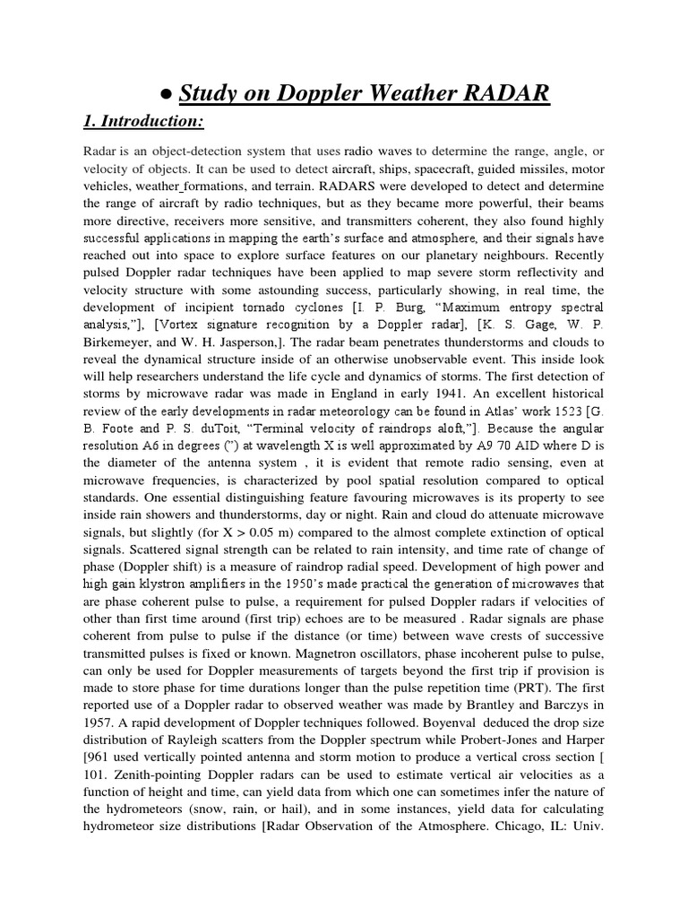 Doplar Radar Study | Download Free PDF | Radar | Doppler Effect