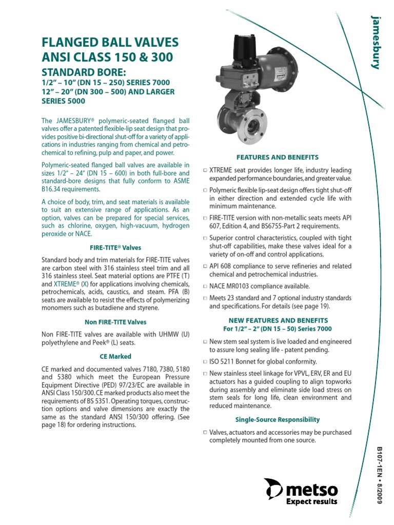 Jamesbury Ball Valves PDF | PDF | Valve | Stainless Steel