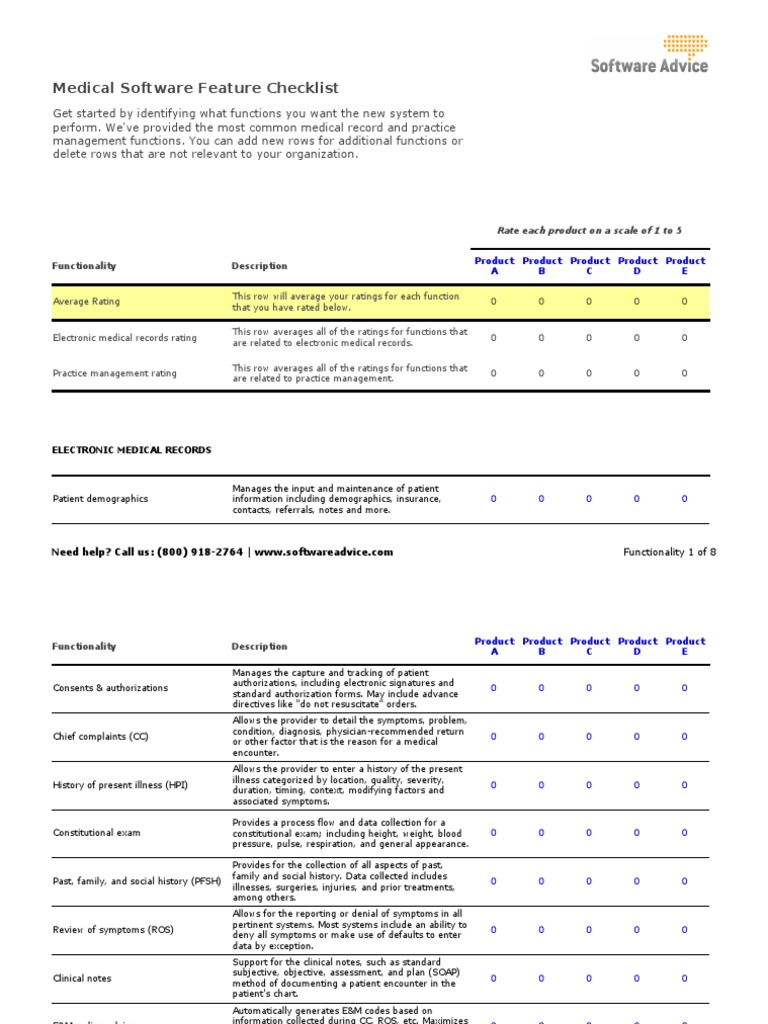 Medical Software Feature Checklist | PDF | Health Insurance Portability ...
