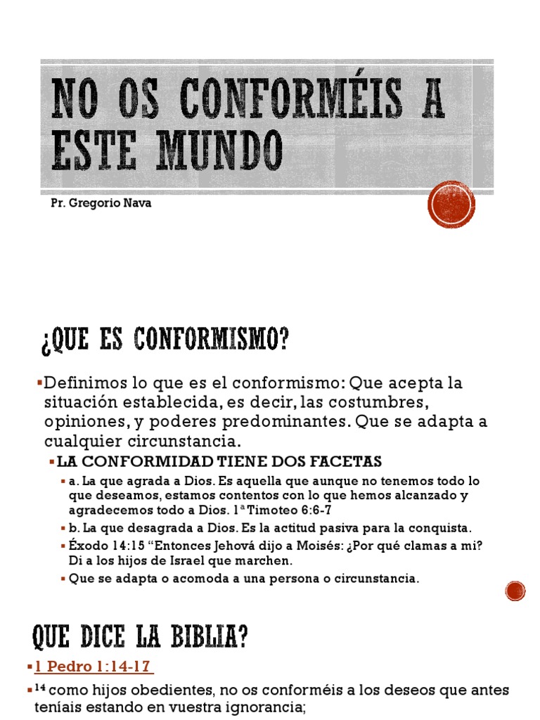 No Os Conforméis A Este Mundo | PDF | Cristo (título) | espíritu Santo