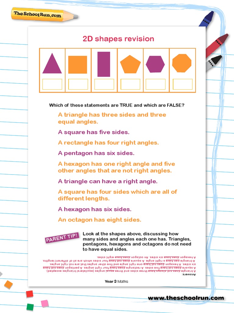 2D Shapes Revision: A Square Has Five Sides | PDF