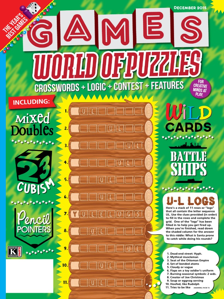 Games World of Puzzles - December 2015 | PDF | Crossword | Leisure