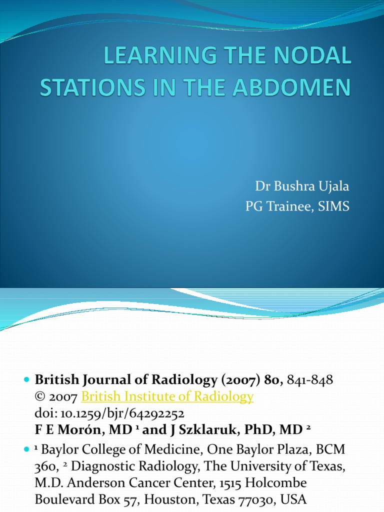 21-10-09-Learning The Nodal Stations in The Abdomen | PDF | Metastasis ...