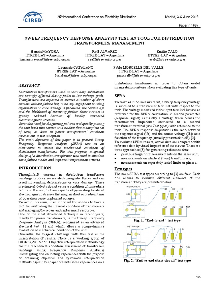 SFRA As Tools For Distribution Transformers | PDF | Hertz | Transformer