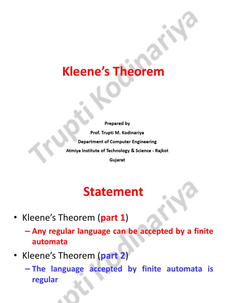 Kleene S-Theorem PDF | PDF | Theorem | Mathematical Proof