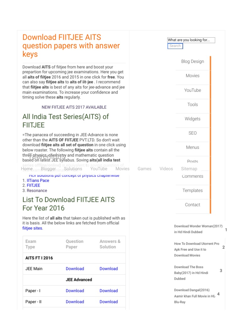 FIITJEE AITS Question Papers With Answer Keys Taurenidus PDF | PDF | Computing And Information ...