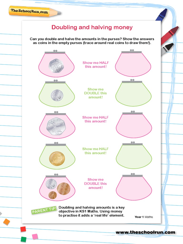 Doubling and Halving Money: Show Me Half This Amount! | PDF