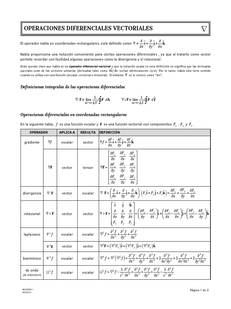 Nabla | PDF | Integral | Álgebra lineal