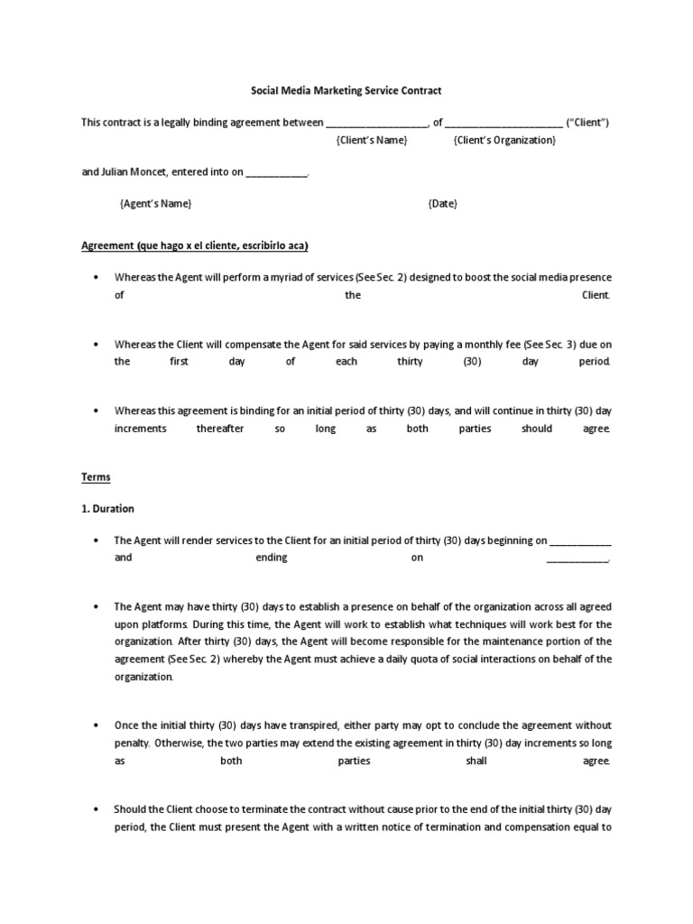 1 SMMA Contract Example | PDF | Password | Google+