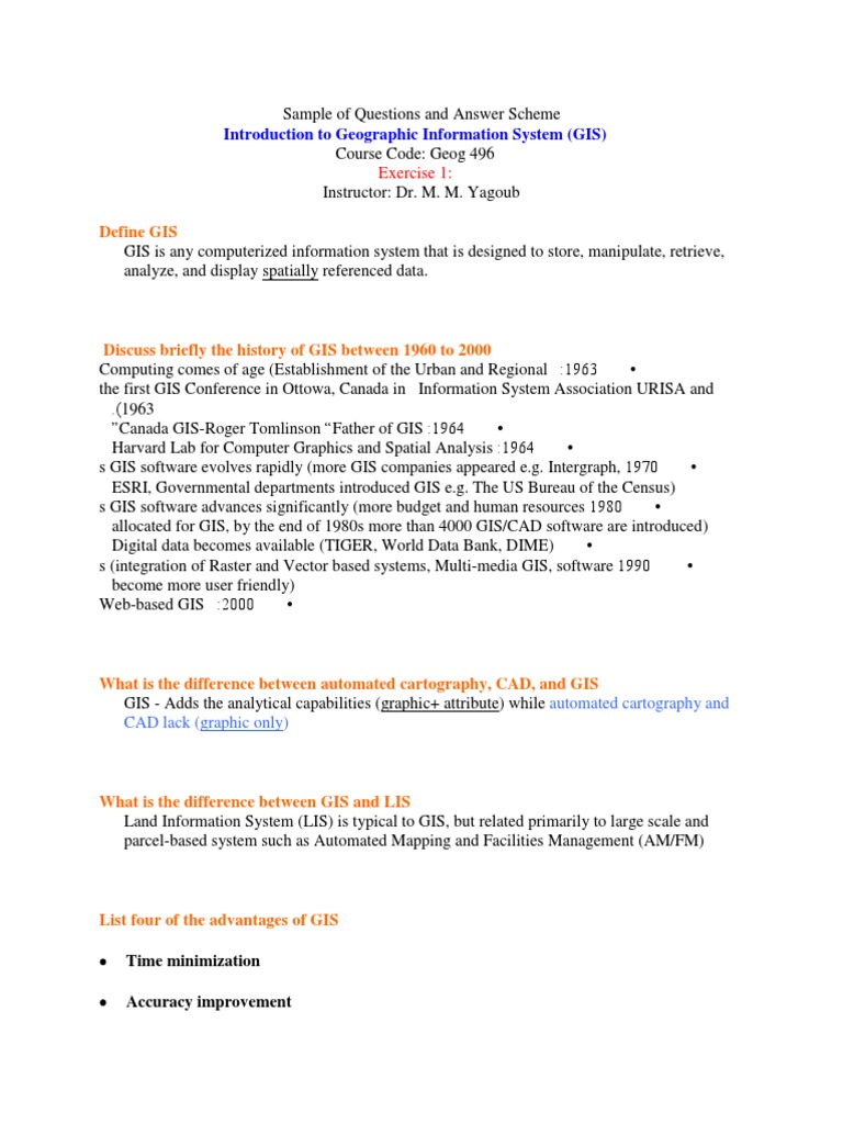 Sample Q&A For GIS | PDF | Geographic Information System | Spatial Analysis