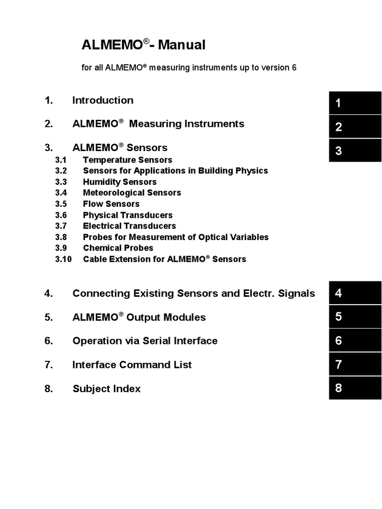 Almemo - Manual: 1. 2. Almemo Measuring Instruments 3. Almemo Sensors ...