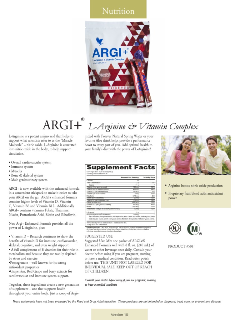 Forever ARGI+® Stick Packet Product Information PDF | PDF | Vitamin ...