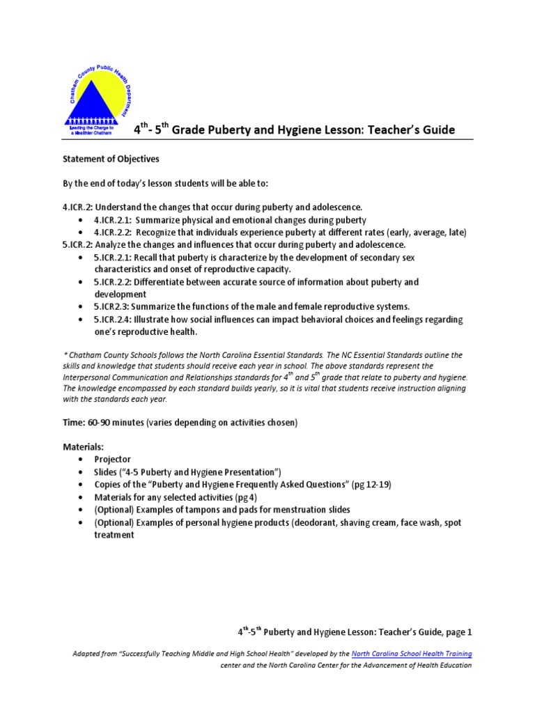 4th-5th Grade Puberty Lesson Guide | PDF | Menstrual Cycle | Menstruation