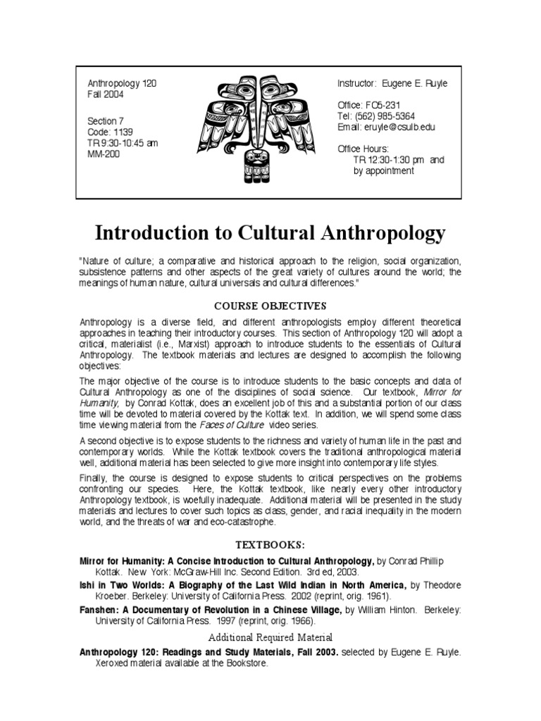 Introduction To Cultural Anthropology: Course Objectives | PDF | Test ...