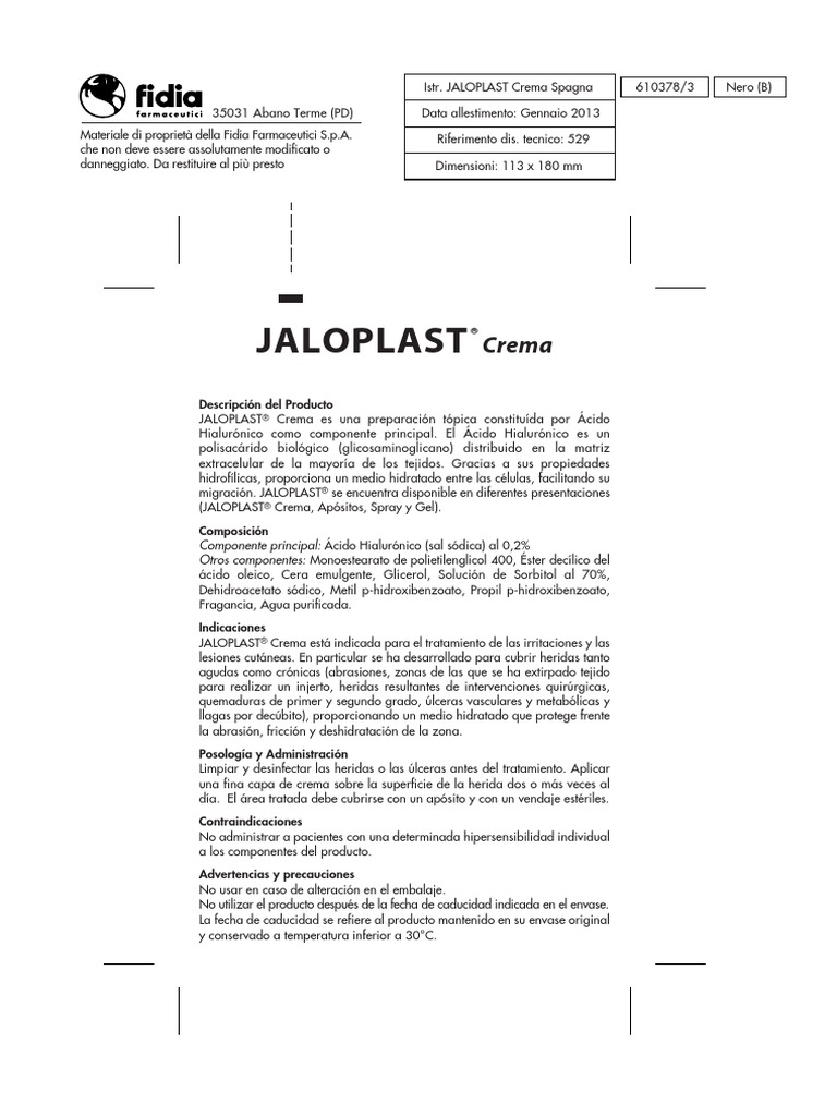Jaloplast Crema 15 GR | PDF | Herida | Especialidades Medicas