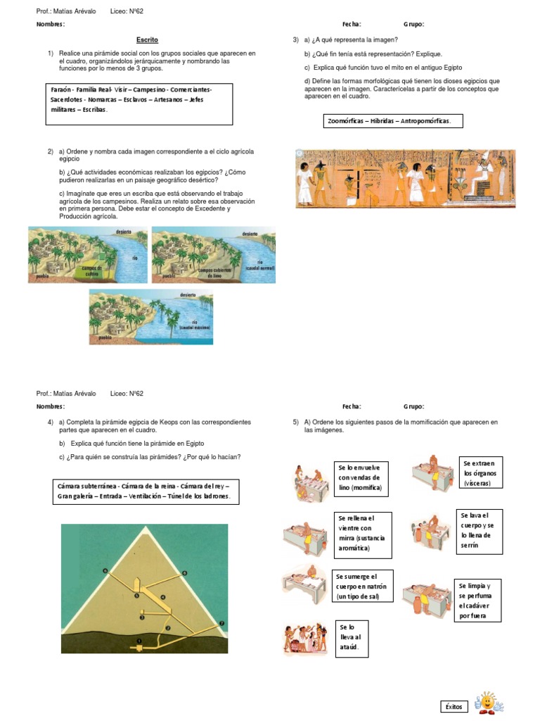 Hojas De Trabajo Sobre Las Pirámides Egipcias