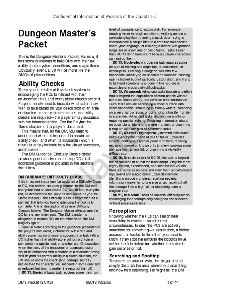 Playtest: Dungeon Master S Packet | PDF | Role Playing Games | Leisure