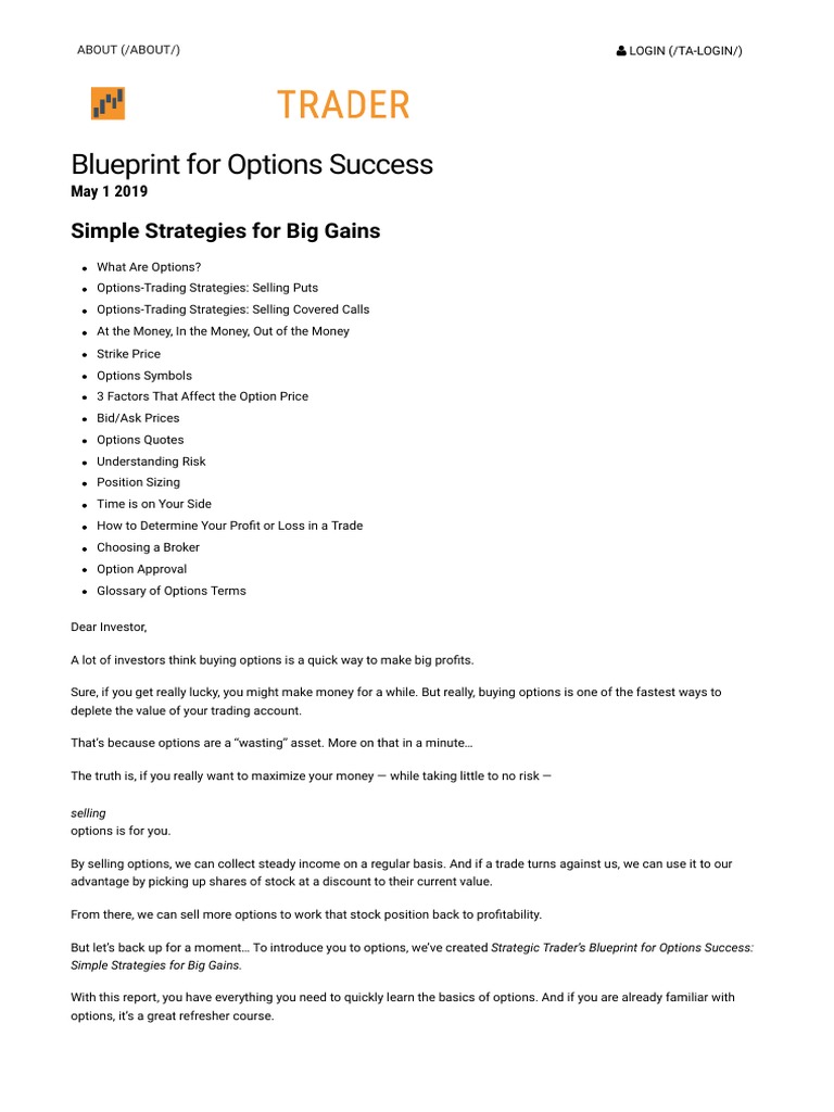 Options Trading Success Blueprint | PDF | Put Option | Option (Finance)
