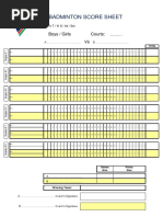 TABLE TENNIS Score Sheet | PDF