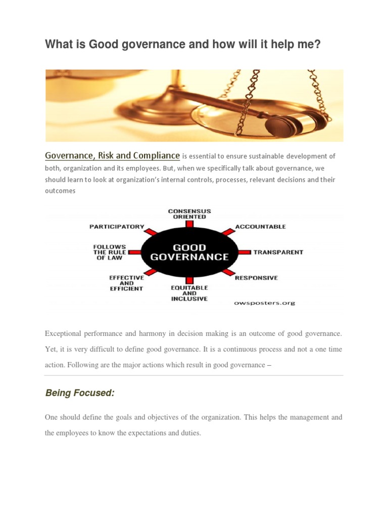 What Is Good Governance and How Will It Help Me? | PDF | Corporate ...