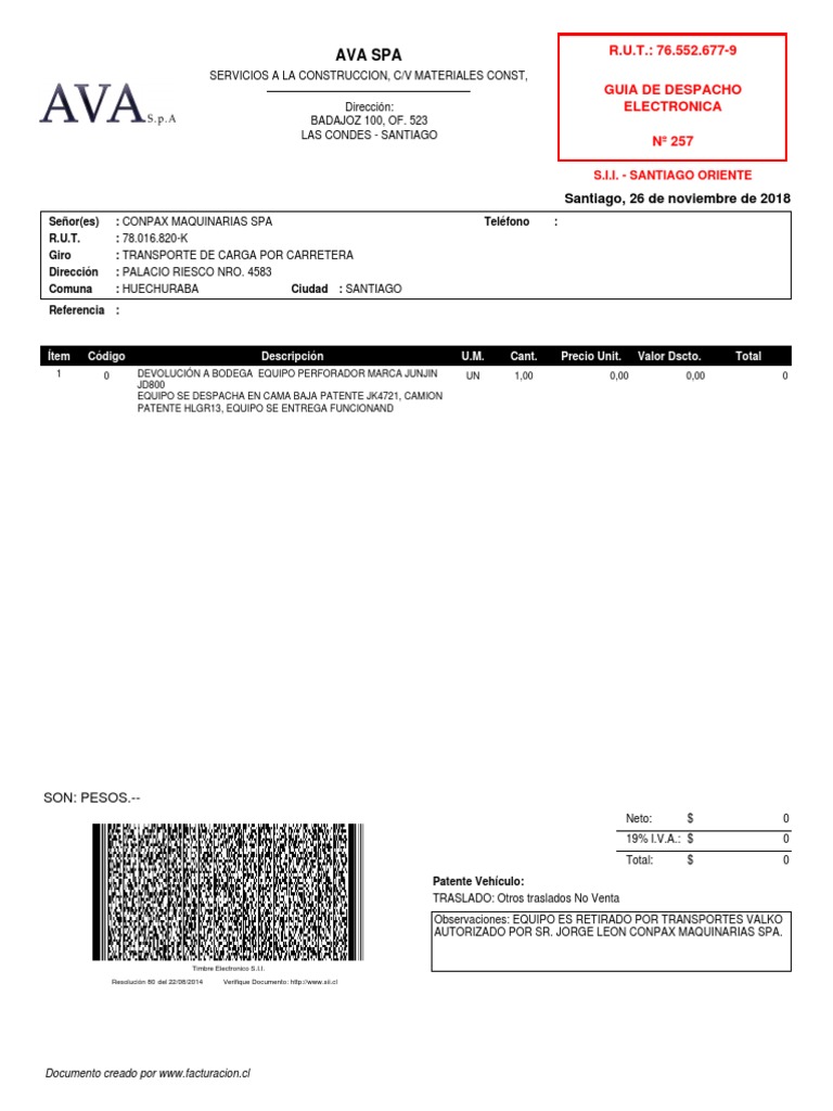 Guia 257 Devolucion Equipo 014 | PDF | Business | Science